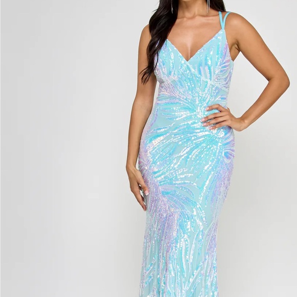 Morgan & Co. | Dresses | Morgan Co Light Blue Sequin Prom Dress | Poshmark